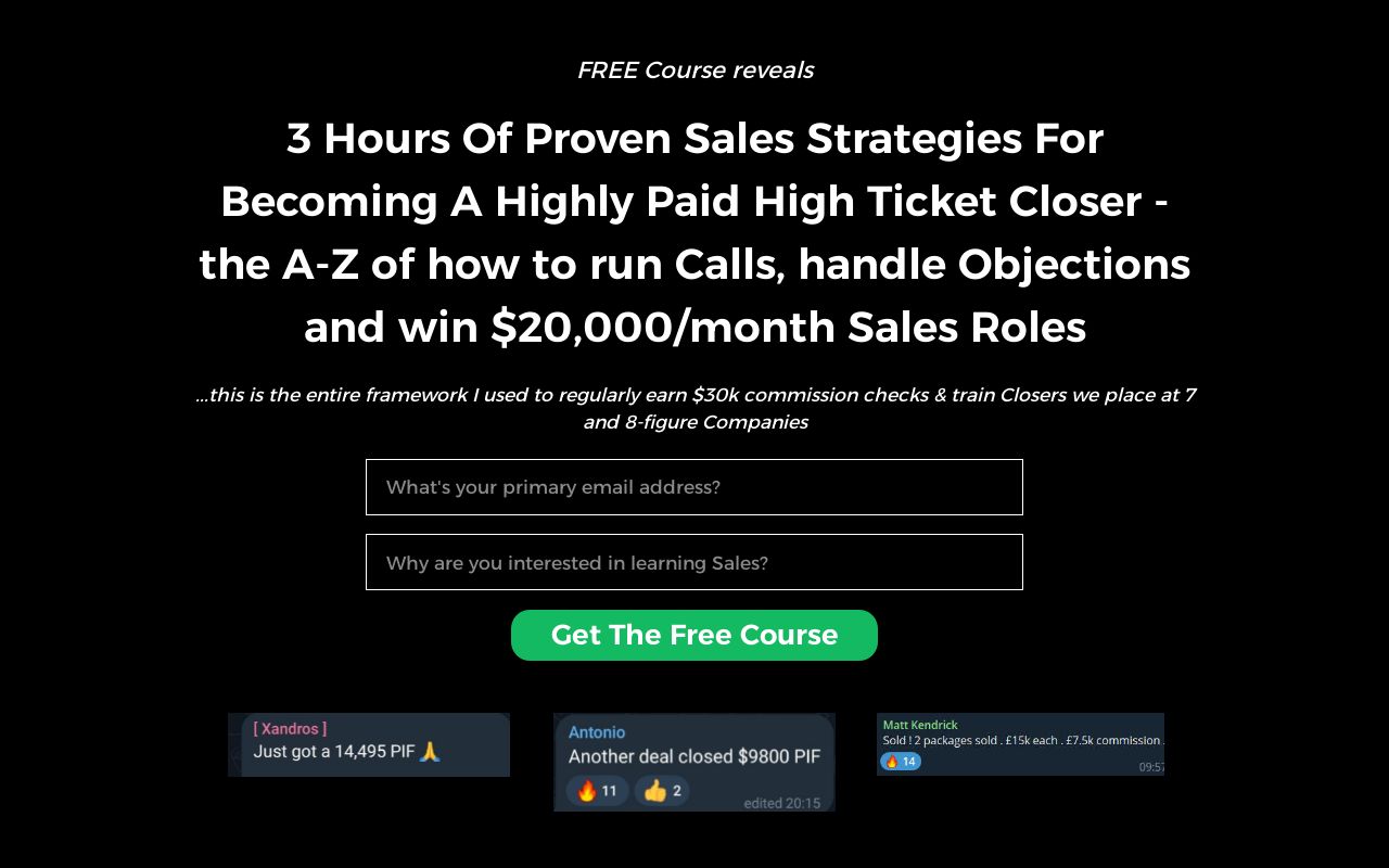 FREE SALES COURSE